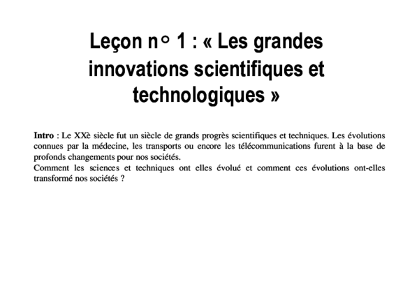 les progrès scientifiques et techniques au 20ème siècle
