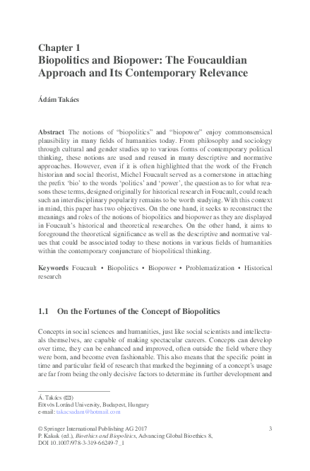(PDF) Biopolitics and Biopower: The Foucauldian Approach and Its ...