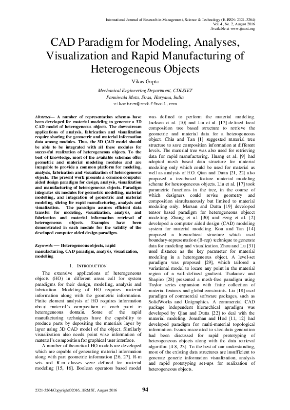 (PDF) CAD Paradigm for Modeling, Analyses, Visualization and Rapid Manufacturing of ...