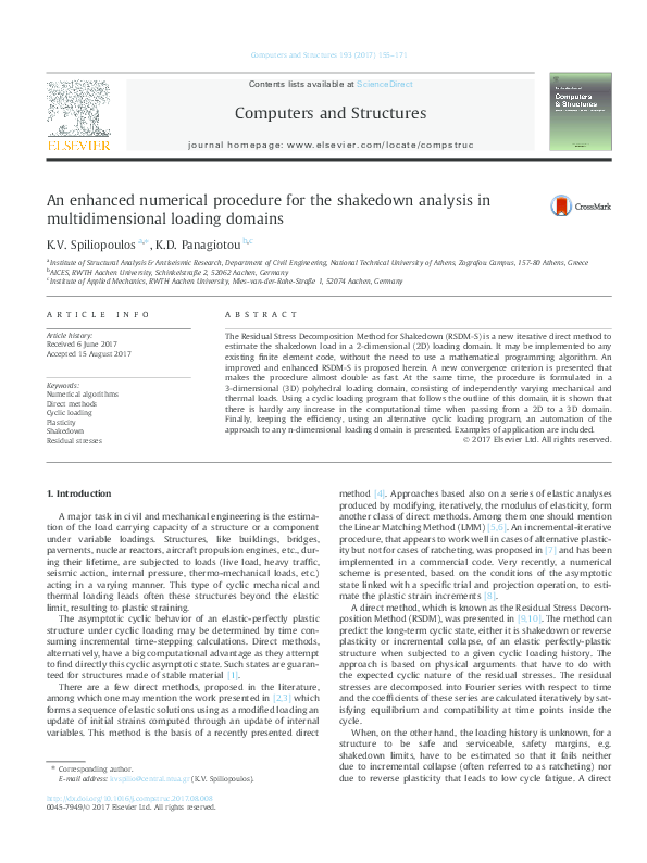 Pdf An Enhanced Numerical Procedure For The Shakedown Analysis In Multidimensional Loading Domains 