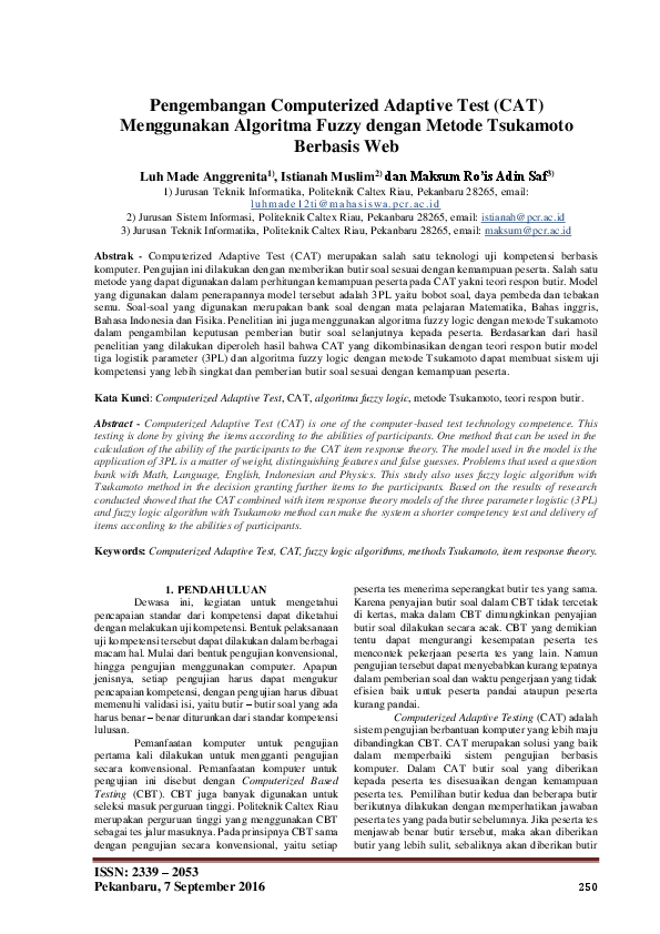 (PDF) Pengembangan Computerized Adaptive Test (CAT) Menggunakan ... (PDF) Pengembangan Computerized Adaptive Test (CAT) Menggunakan ...