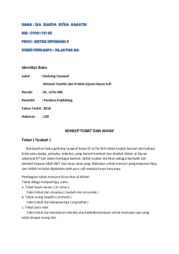 (DOC) Tugas Resume ke 4 ( Konsep Tobat dan Wara' ).docx