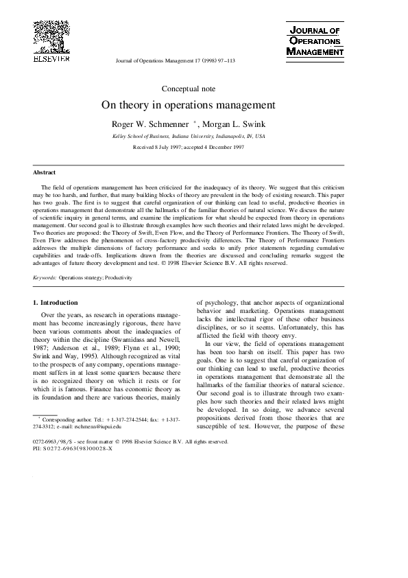 (PDF) On theory in operations management