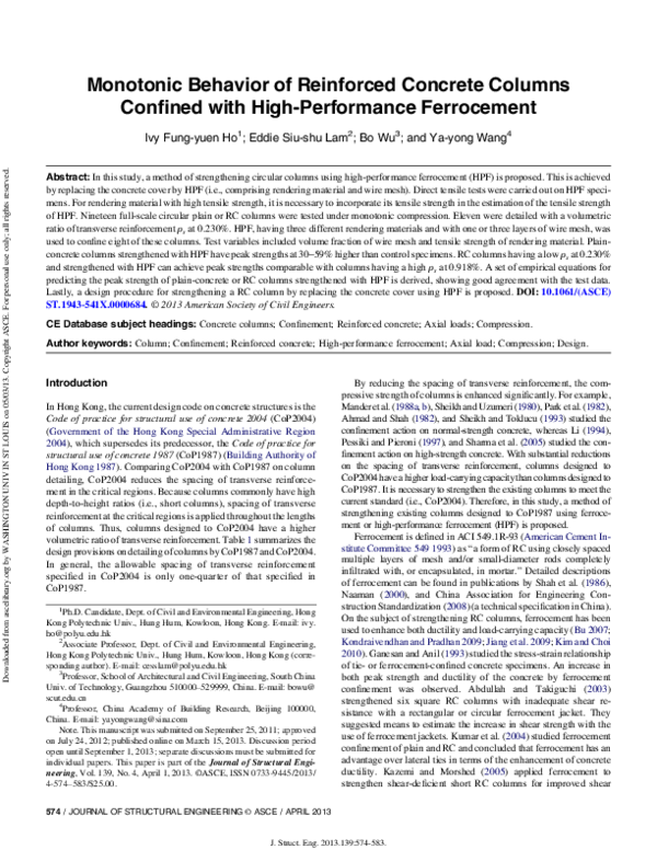 (PDF) Monotonic Behavior of Reinforced Concrete Columns Confined with ...