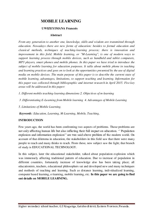 (DOC) MOBILE LEARNING