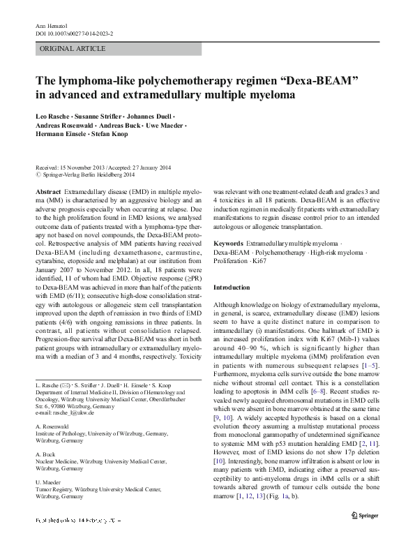 (PDF) The lymphoma-like polychemotherapy regimen “Dexa-BEAM” in ...