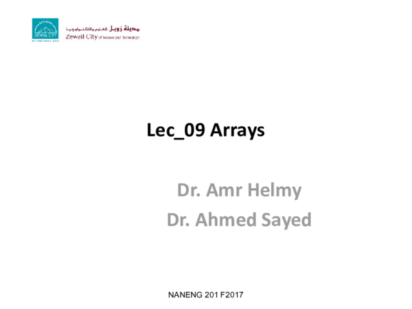 (PDF) Lec_09 Arrays