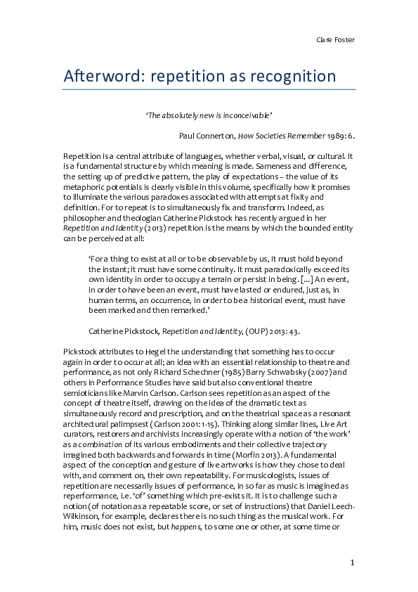 (DOC) Afterword: Repetition as Recognition
