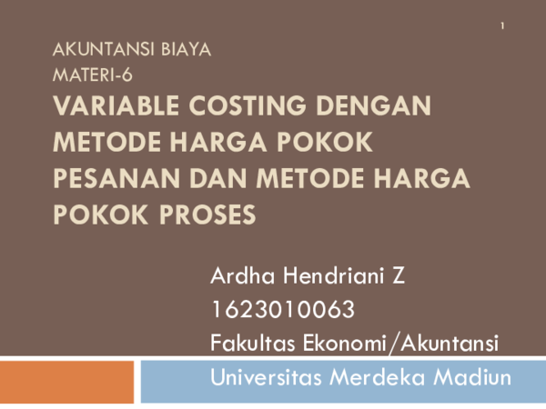 (PPT) PPT AKUNTANSI BIAYA BAB 6 Variable Costing 1