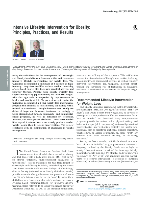 (PDF) Intensive Lifestyle Intervention for Obesity: Principles ...