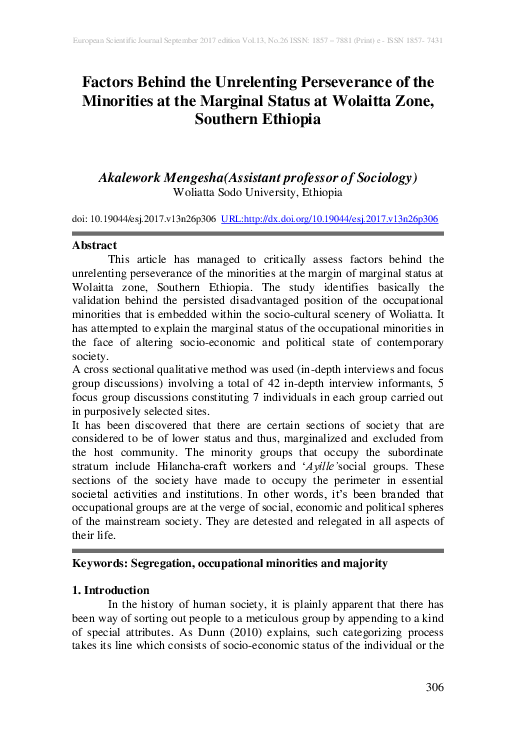 (PDF) Factors Behind the Unrelenting Perseverance of the Minorities at ...