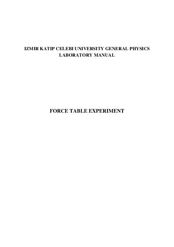 (PDF) IZMIR KATIP CELEBI UNIVERSITY GENERAL PHYSICS LABORATORY MANUAL ...