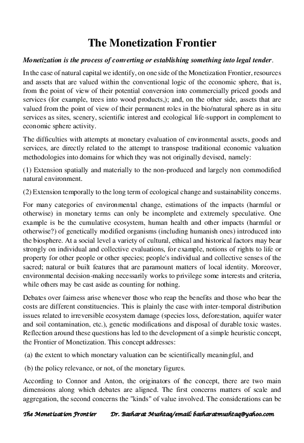 (PDF) The Monetization Frontier The Monetization Frontier