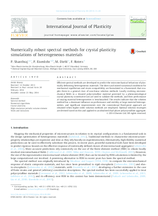(PDF) Numerically robust spectral methods for crystal plasticity ...