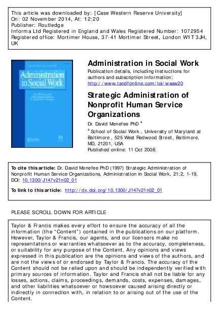 (PDF) Administration in Social Work Strategic Administration of ...