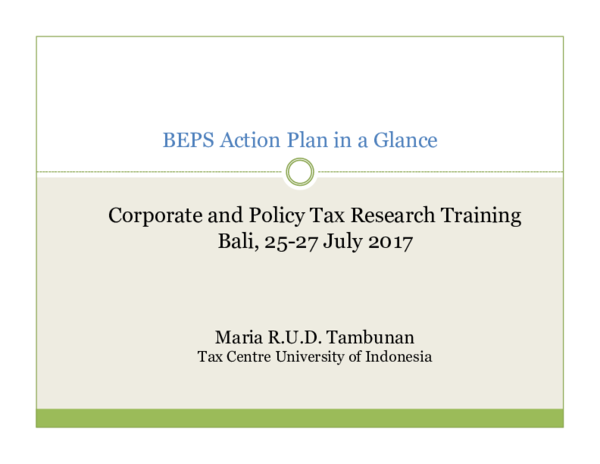 (PDF) BEPS Action Plan in a Glance