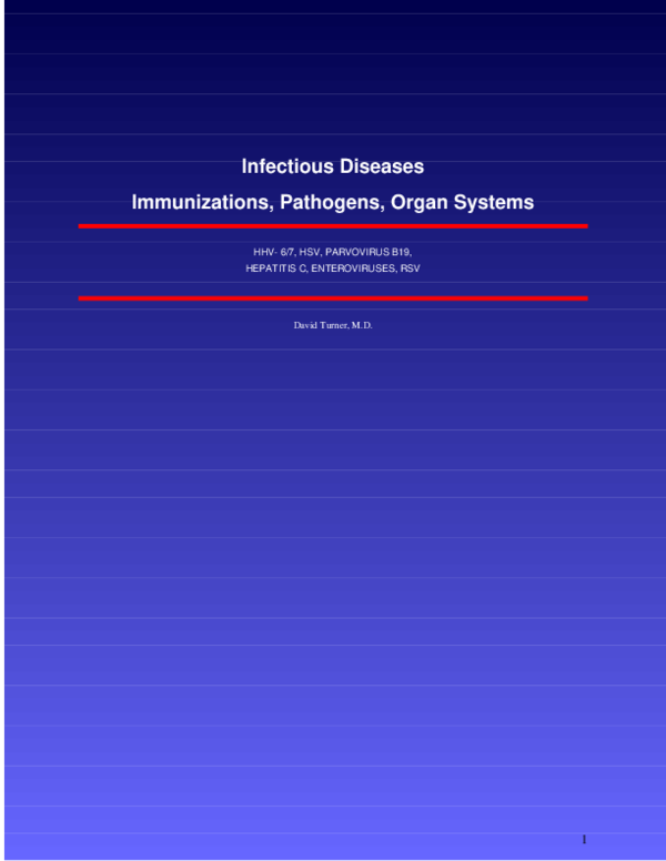 (PDF) Infectious Diseases Immunizations, Pathogens, Organ Systems