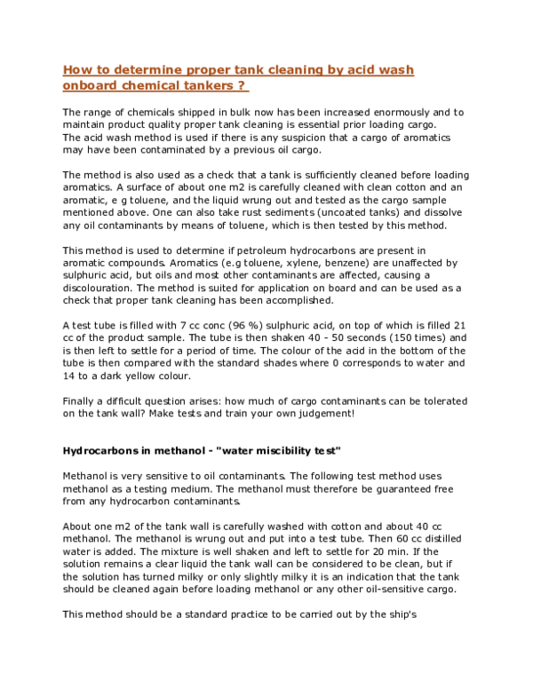 (DOC) How to determine proper tank cleaning by acid wash onboard ...