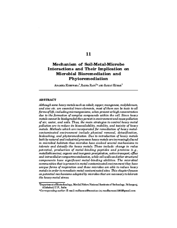 (PDF) Mechanism of Soil-Metal-Microbe Interactions and Their ...