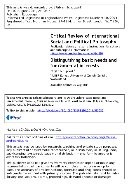 (PDF) Distinguishing basic needs and fundamental interests