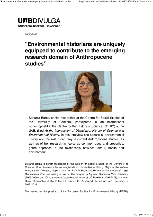 (PDF) Interview to Stefania Barca (English, Català, Castellano)