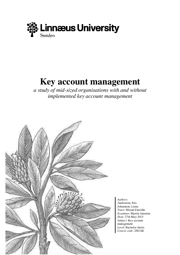 (PDF) Key account management a study of mid-sized organisations with ...