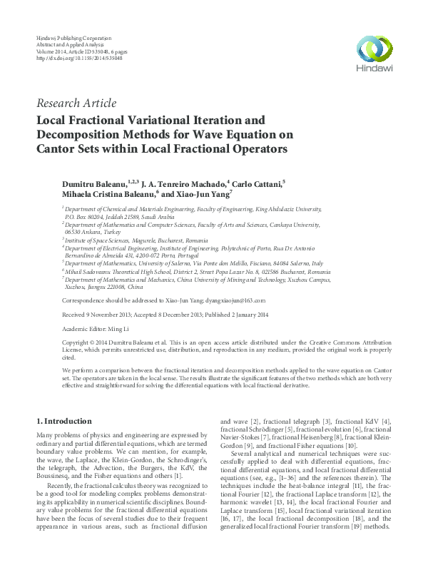 Pdf Fractional Methods For Wave Equation On Cantor Sets