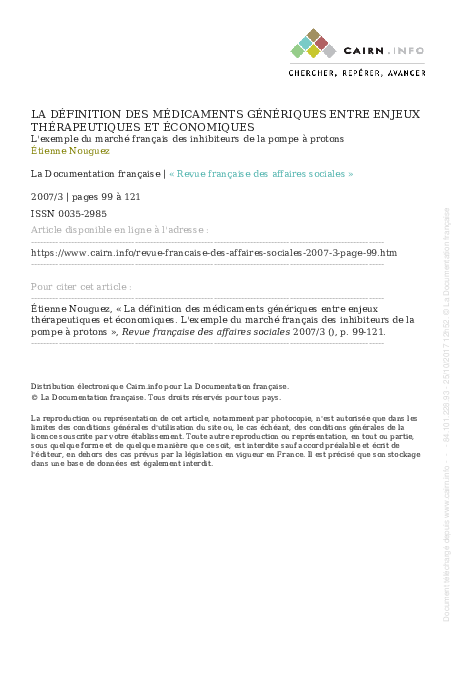 (PDF) La définition des médicaments génériques entre enjeux ...
