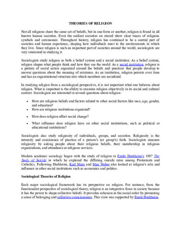(DOC) THEORIES OF RELIGION