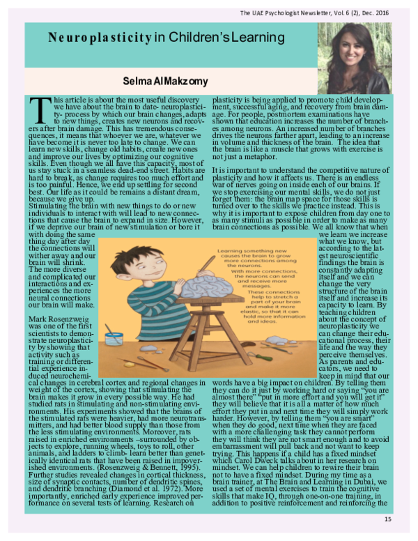 (PDF) Neuroplasticity in Children's Learning