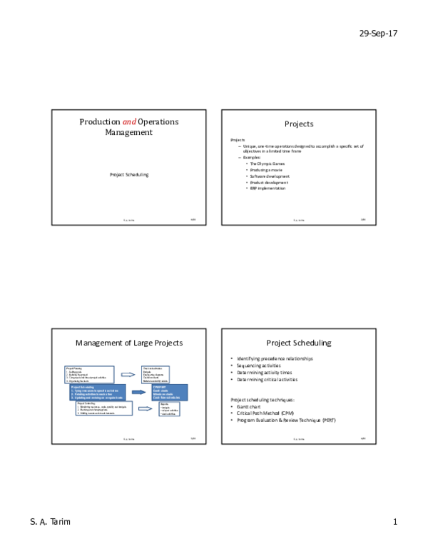 (PDF) Production and Operations Management Project Scheduling