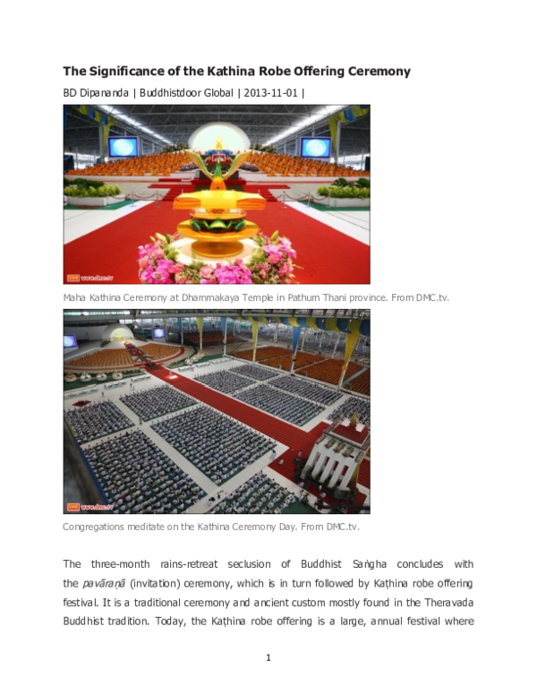 (PDF) The Significance of the Kathina Robe Offering Ceremony