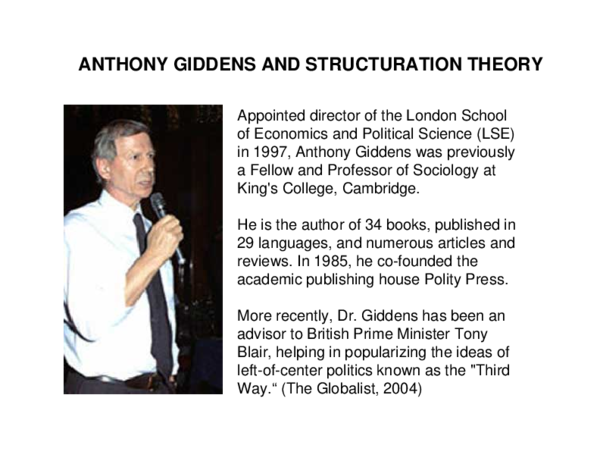 (PDF) ANTHONY GIDDENS AND STRUCTURATION THEORY