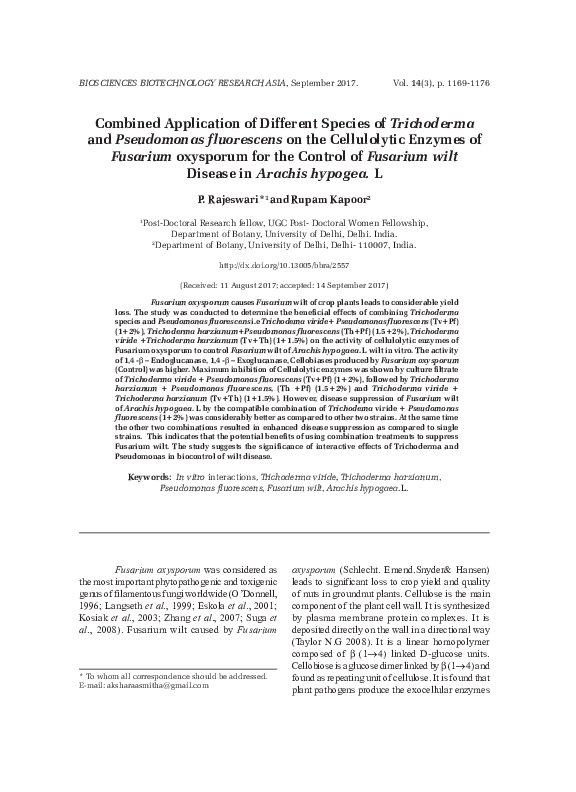 (PDF) Combined Application of Different Species of Trichoderma and Pseudomonas fluorescens on ...