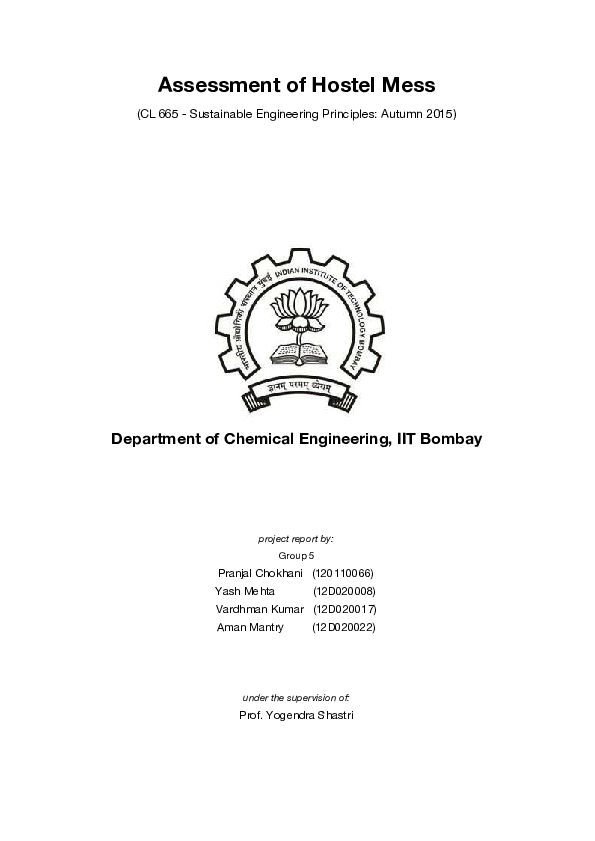 (PDF) Assessment of Hostel Mess