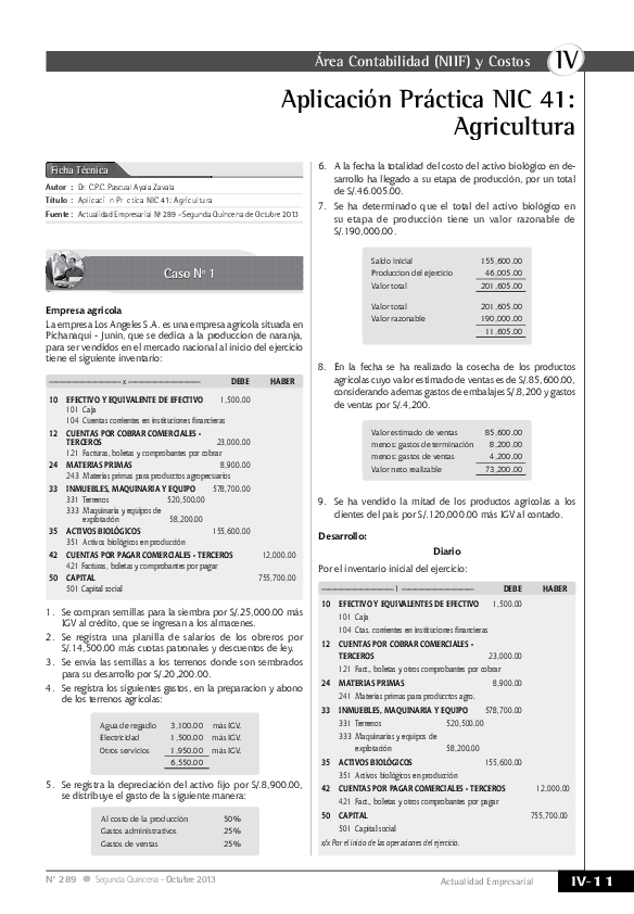(PDF) IV Área Contabilidad (NIIF) y Costos Aplicación Práctica NIC 41 ...