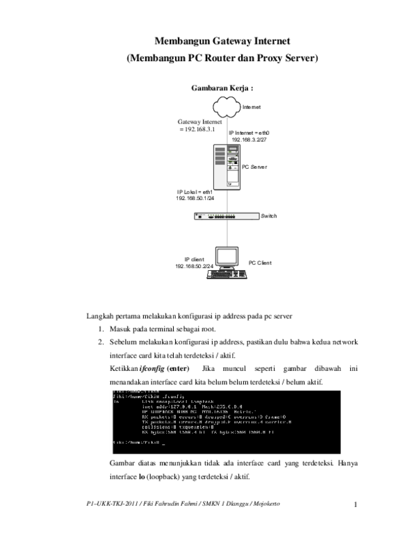 (PDF) Membangun Gateway Internet (Membangun PC Router dan Proxy Server