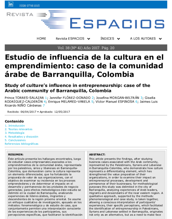 (PDF) Estudio de influencia de la cultura en el emprendimiento: caso de ...