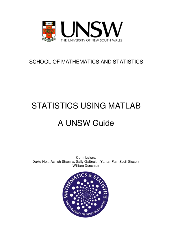 Pdf Statistics Using Matlab A Unsw Guide