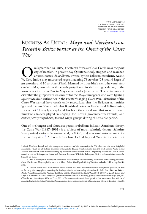(PDF) Business as Usual: Maya and Merchants on Yucatan Belize Border at ...