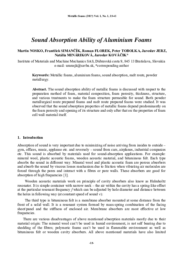 (PDF) Sound Absorption in Foam
