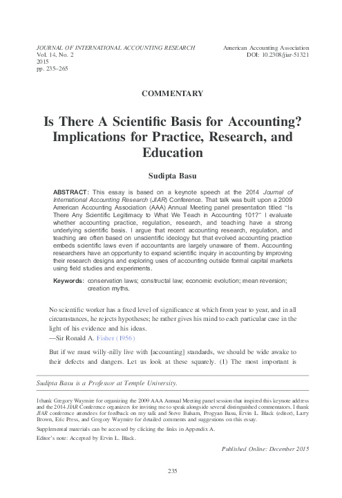 (PDF) Is There A Scientific Basis for Accounting? Implications for ...