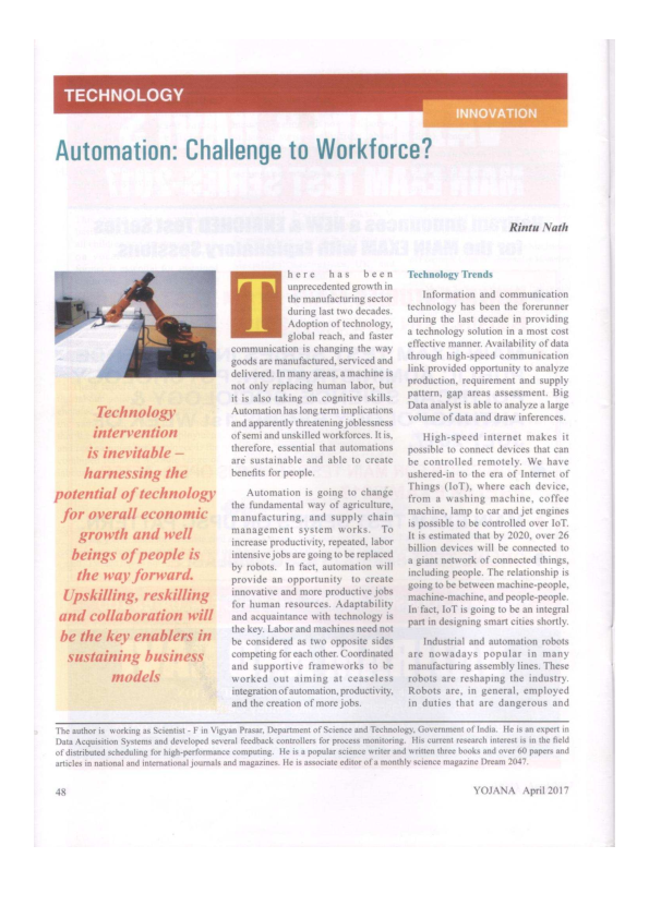 (PDF) Automation - challenge to workforce?