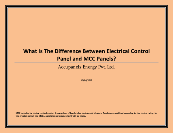 (PDF) What Is The Difference Between Electrical Control Panel and MCC ...