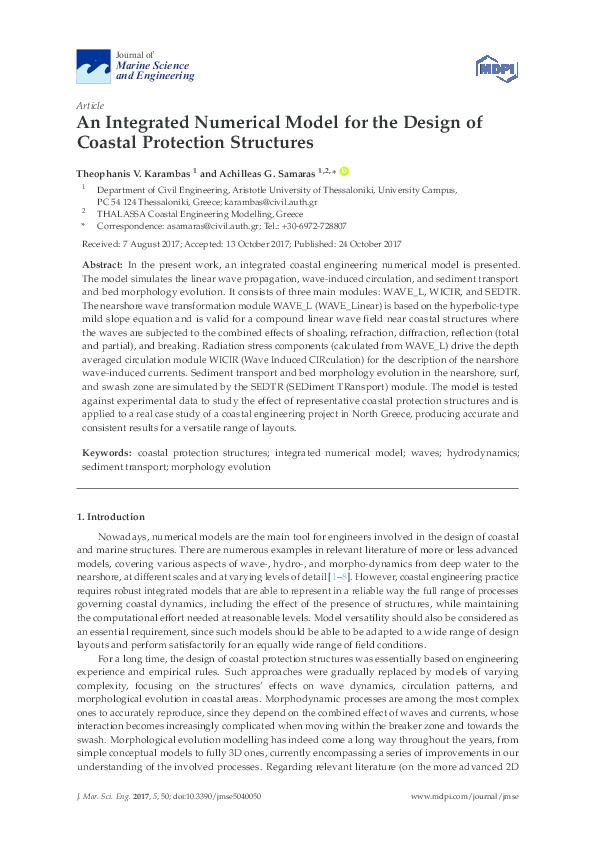 (PDF) An Integrated Numerical Model for the Design of Coastal ...