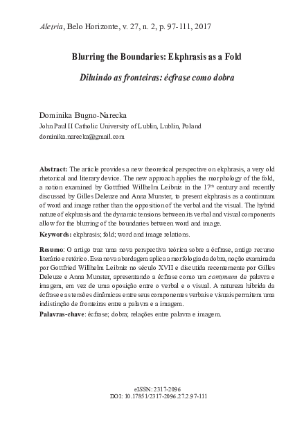 (PDF) Blurring the Boundaries: Ekphrasis as a Fold