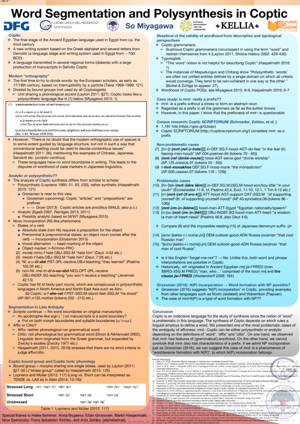 (PDF) Miyagawa, So (2017) Word Segmentation and Polysynthesis in Coptic ...
