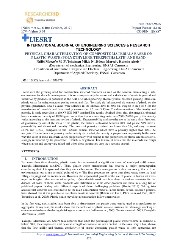 (PDF) PHYSICAL CHARACTERIZATION OF COMPOSITE MATERIALS BASED ON PLASTIC ...