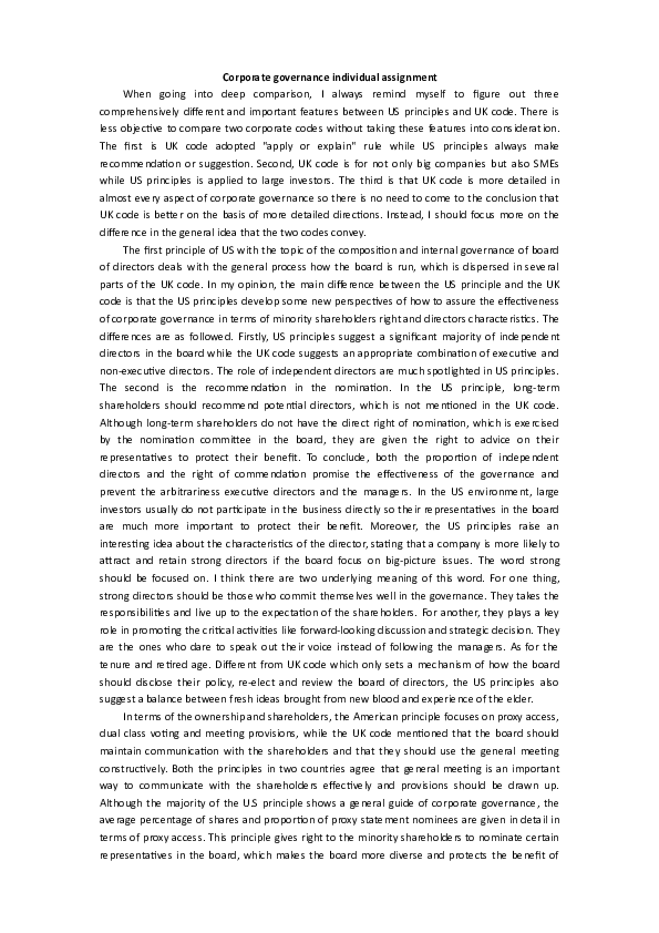 (DOC) Corporate governance individual assignment