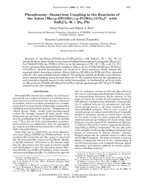 (PDF) Phosphonate−Stannylene Coupling in the Reactions of the Anion [Mn ...